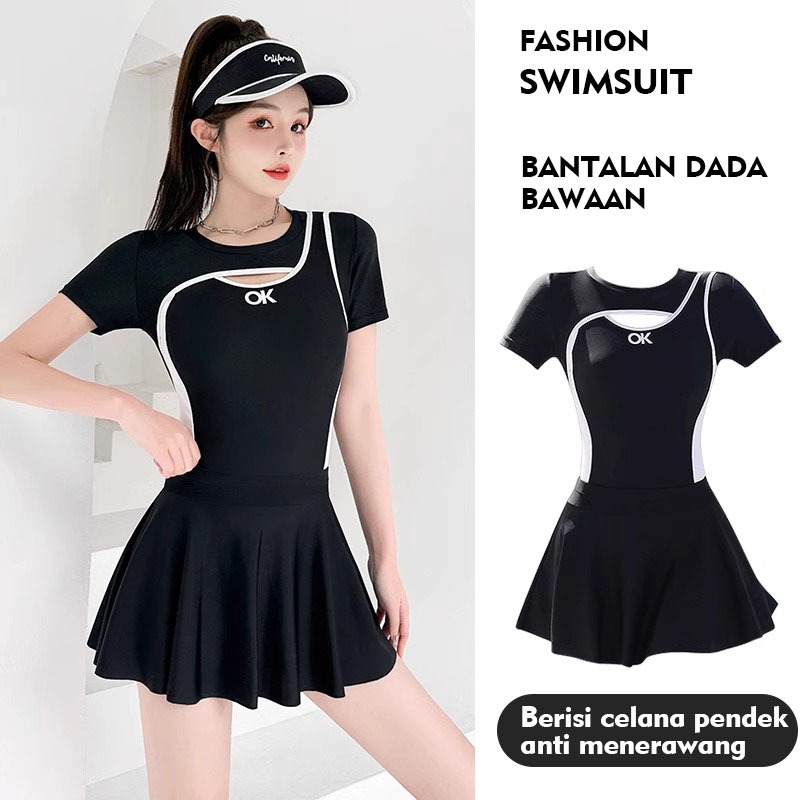 Jual Swimsuit Wanita Rok Baju Renang Surfer Girl Dress Pantai Baju ...