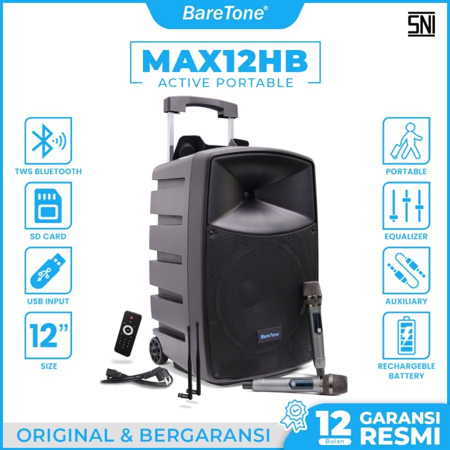 Jual SPEAKER PORTABLE WIRELESS 12 INCH BARETONE 12 HB ORIGINAL ...