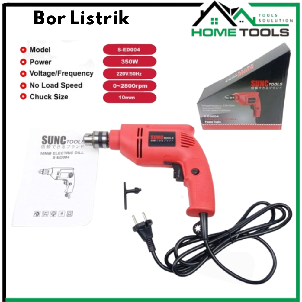 Jual SUNC Tools Mesin Bor Listrik Bolak Balik Bor Tangan Kayu Besi Daya 350W Electric Drill ...
