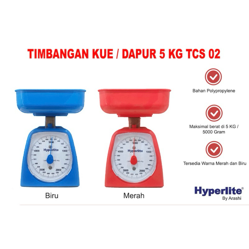 Jual TIMBANGAN DAPUR 5KG MANUAL HYPERLITE TCS-02 / TIMBANGAN TEPUNG 5KG | Shopee Indonesia