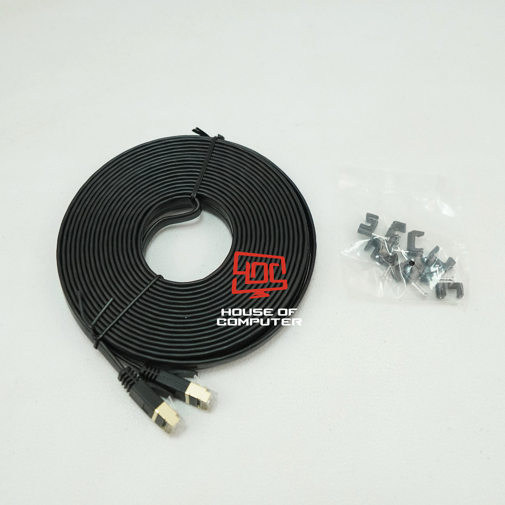 Jual KABEL LAN CAT 7 10 METER FLAT HITAM RJ45 ETHERNET | Shopee Indonesia