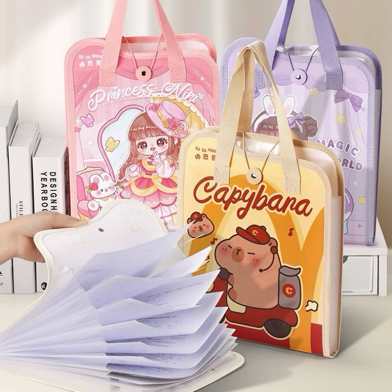 Jual capybara cute document file folder map organ bag expandable a4 tas ...