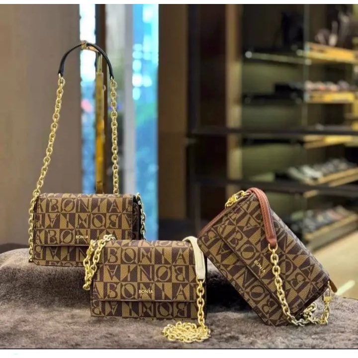 Jual tas bonia original sling bag mini rantai monogram | Shopee Indonesia