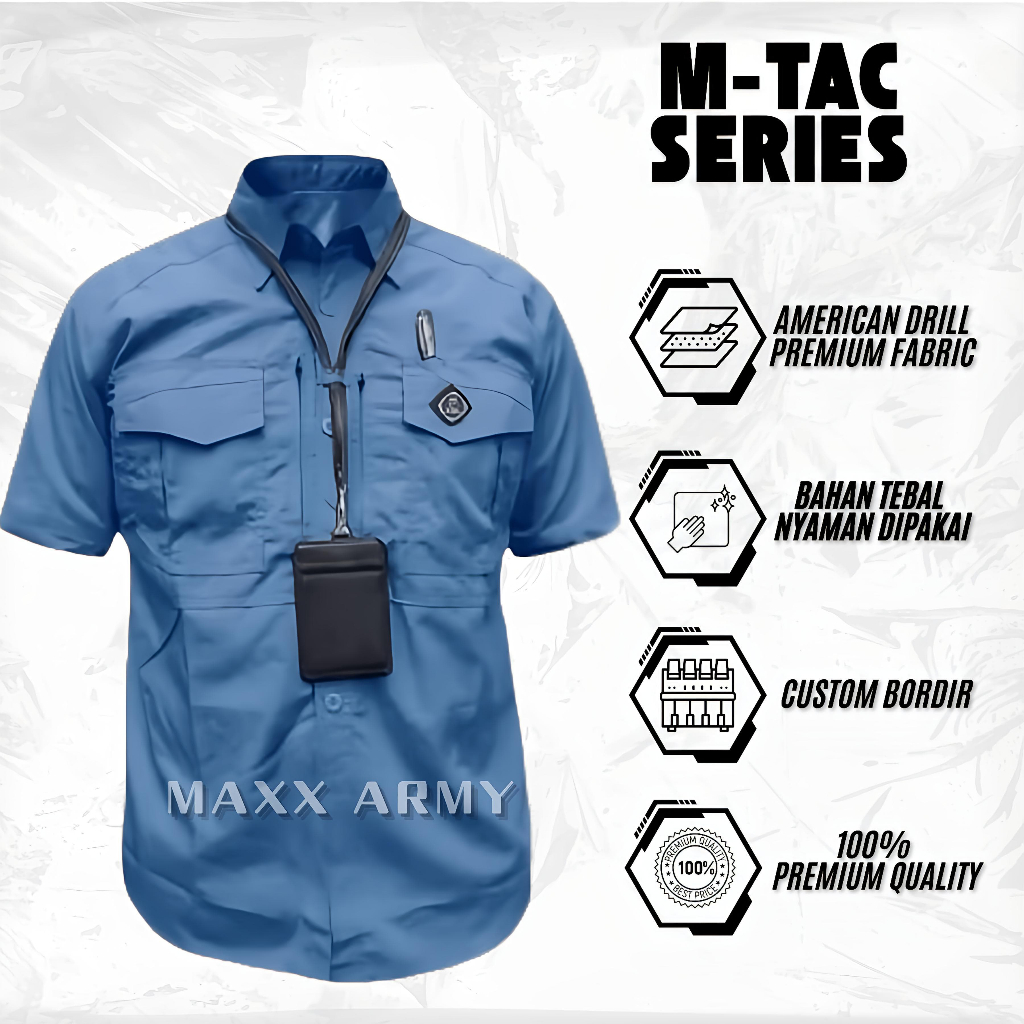 Jual Kemeja Tactical M-TAC Lengan Pendek Biru Muda Seragam Taktikal ...
