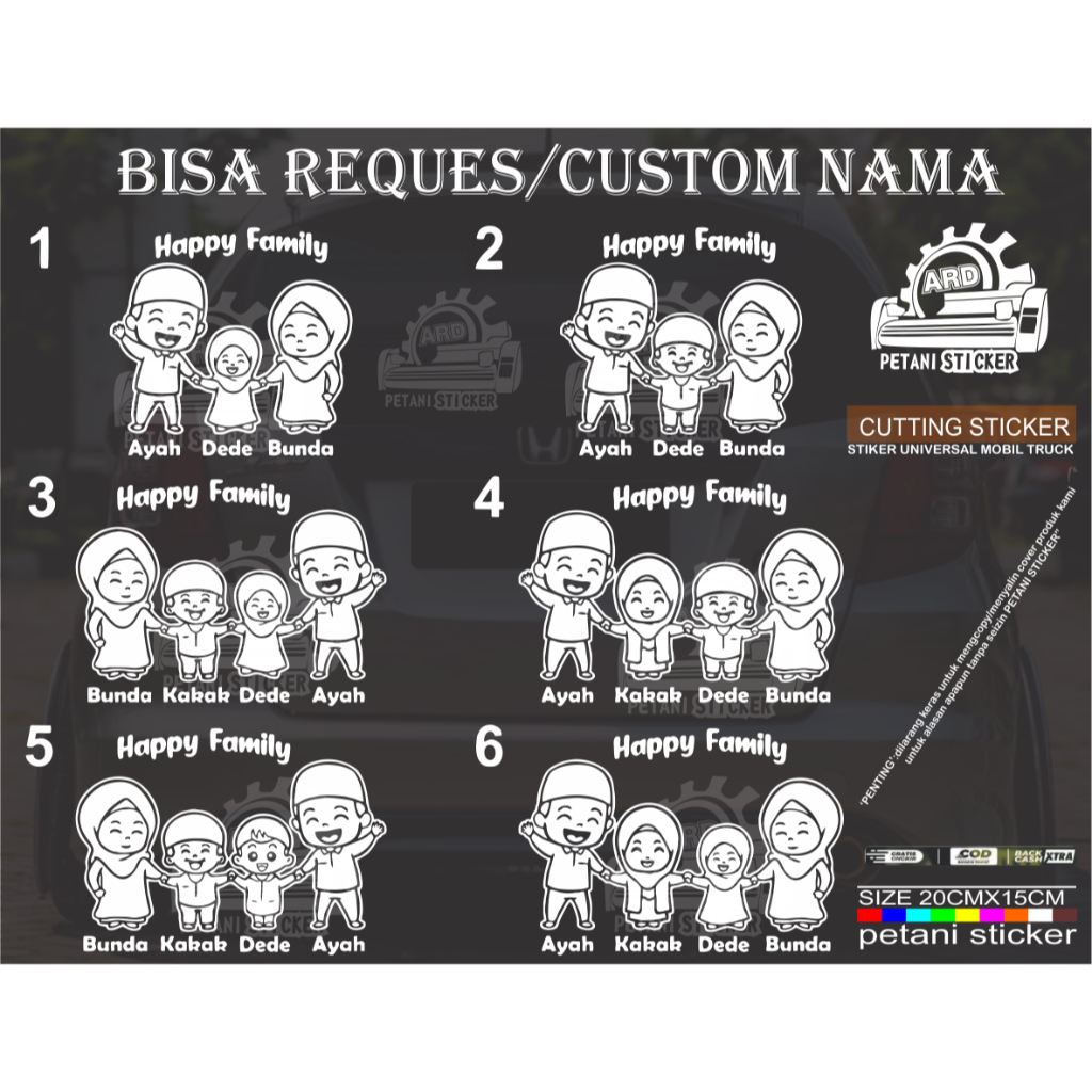 Jual STICKER STIKER FAMILY MUSLIM CUTE, STICKER HAPPY FAMILY STICKER ...