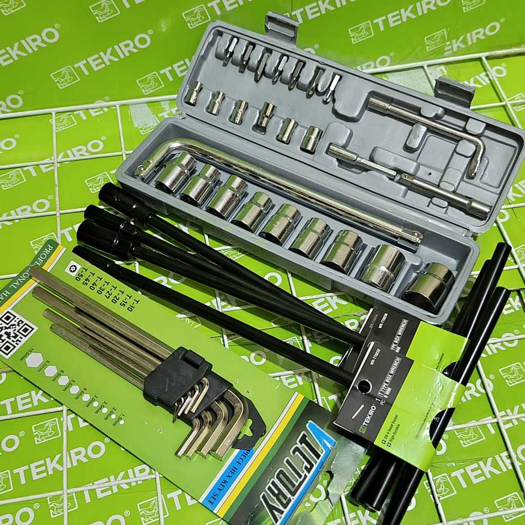 Jual Paket Lengkap 3 Set alat bengkel/Kunci Sok 27pcs Victory+ TEKIRO T 4pcs 8-10-12-14mm ...