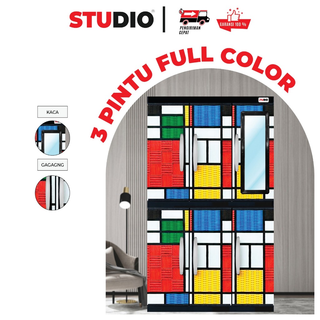 Jual STUDIO - Lemari Pakaian 3 Pintu Jumbo Motif Printing Seni ...