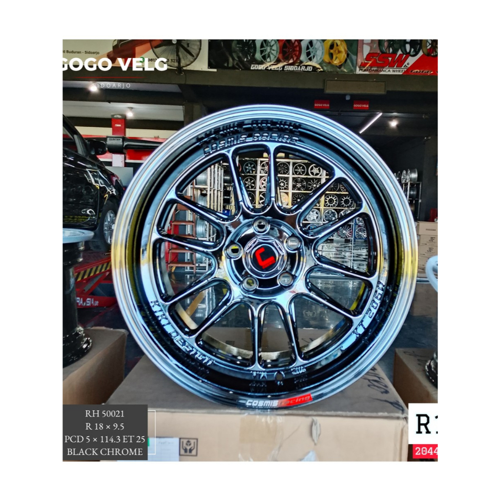 Jual Velg Mobil Ring 18 Cosmis Racing XT Black Chrome Lebar 9,5 PCD 5X114,3 Innova Alphard ...