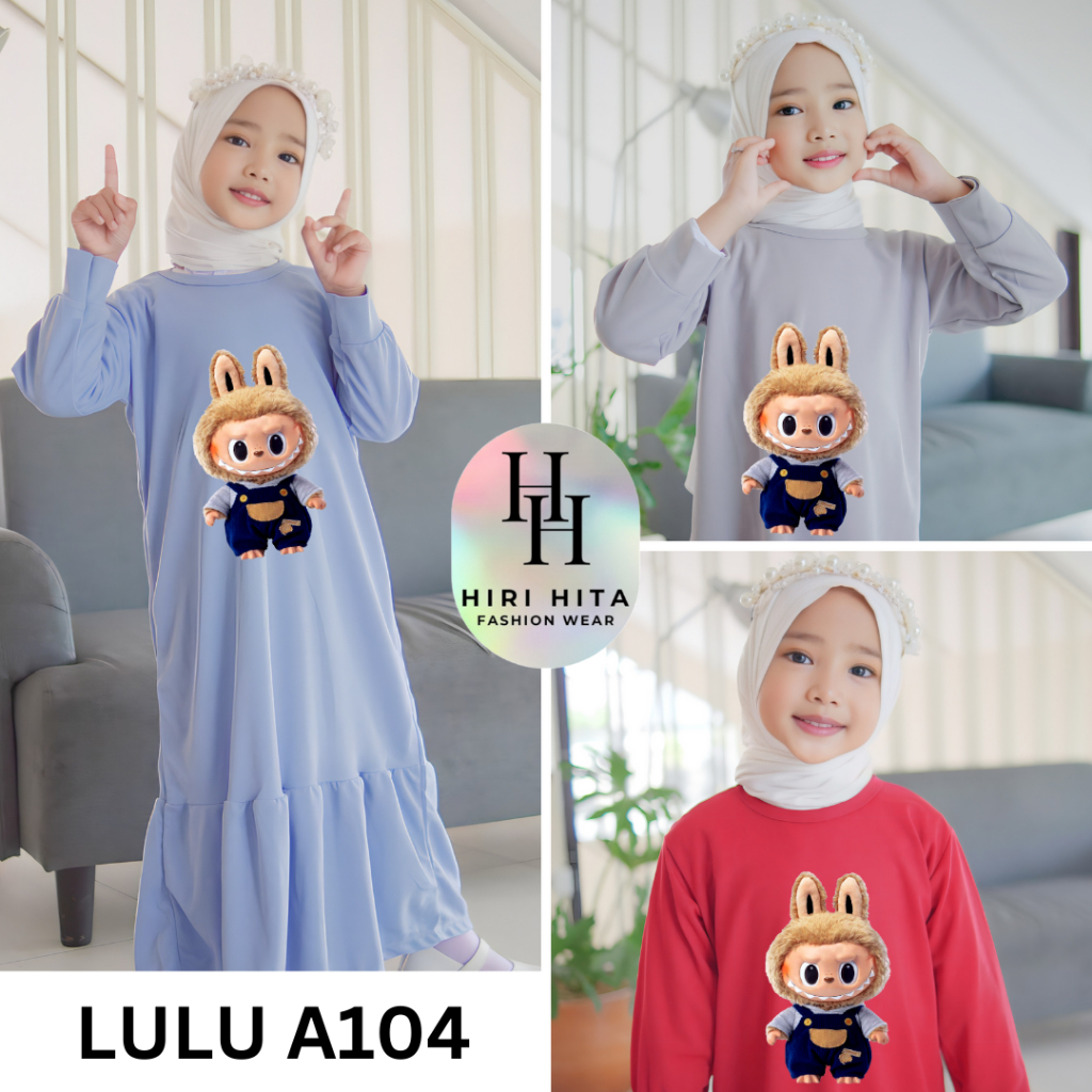 Jual Hirihita A104 Baju Gamis Lulu Anak Perempuan Monster Labu Labu ...