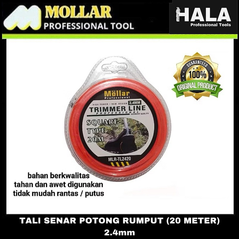 Jual MOLLAR - TRIMMER LINE / TALI SENAR POTONG RUMPUT 20 METER - 2.4mm ...