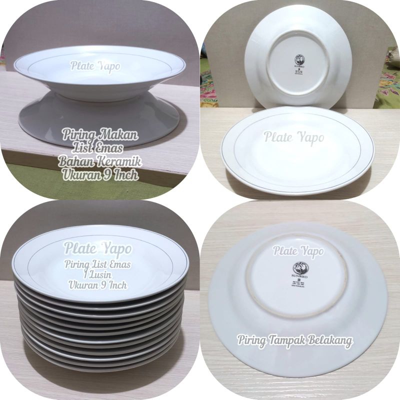 Jual Piring Makan Hotel Listmas Piring Makan Keramik 1 Lusin Ukuran 9 ...