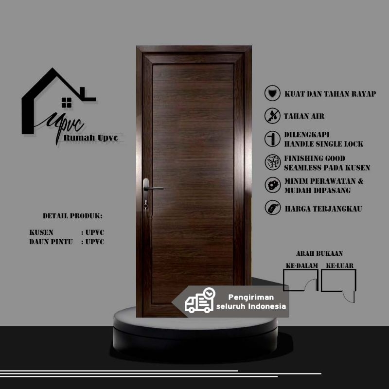 Jual PINTU STANDART UPVC KOMBINASI PANEL KACA -DARK OAK (SERAT KAYU ...