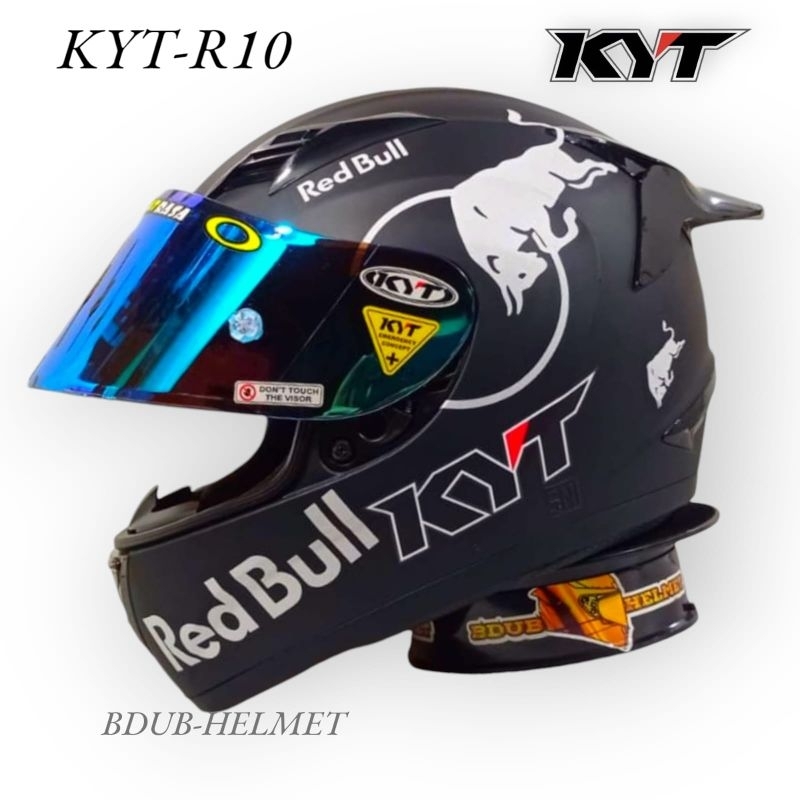 Jual Helm KYT r10 black dof Red Bull paket ganteng original KYT ...