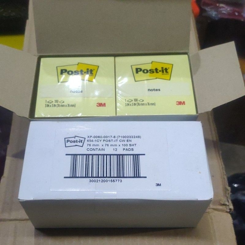 Jual Post It 3M 654 Stick Note 76 x76 mm 1 Pak (12pad) | Shopee Indonesia