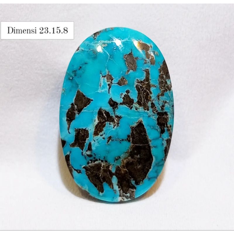 Jual Batu Pirus Persia Original Biru Apik Urat Hitam Lawas Mumbul Top ...