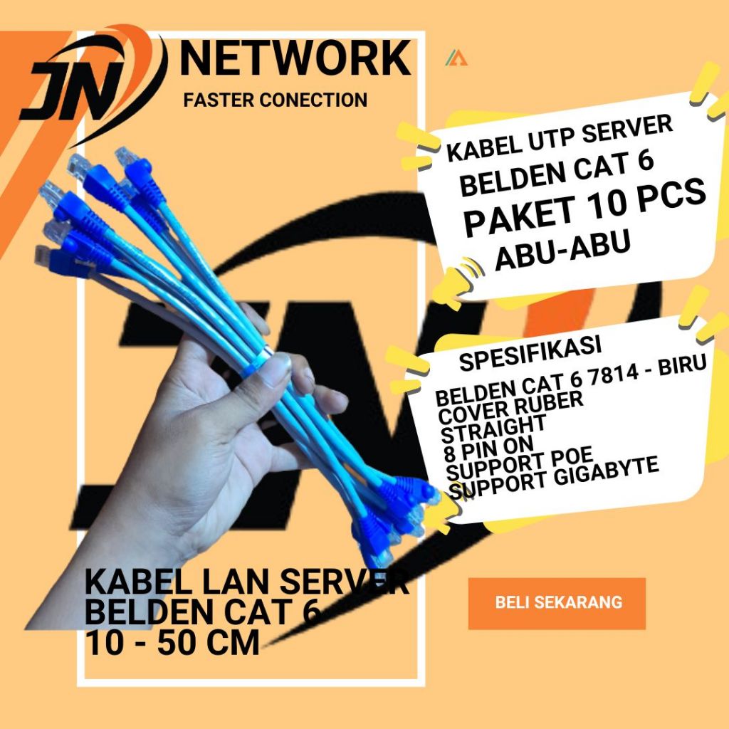 Jual PAKET KABEL LAN SERVER GIGABYTE BELDEN CAT 6 ISI 10 PCS | Shopee ...