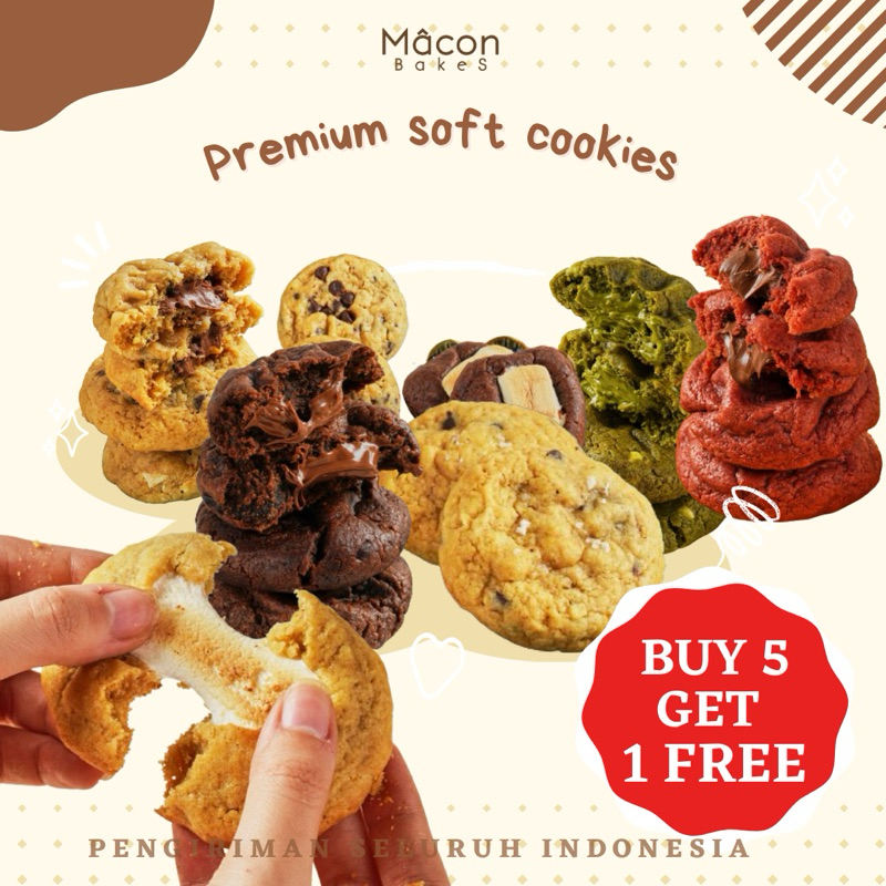 Jual Soft cookies Premium buy 5 get 1 free soft baked cookies variant ...
