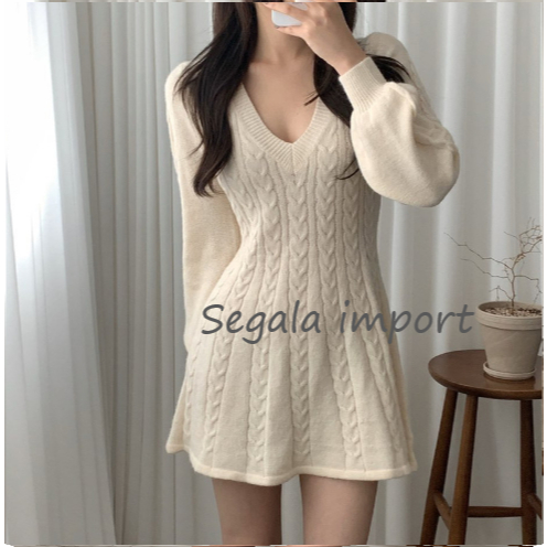 Jual Baju winter wanita sweater rajut import terusan cute | Shopee ...