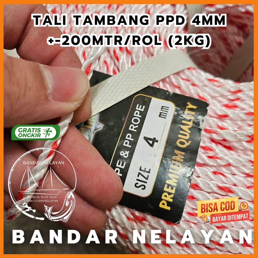 Jual TAMBANG 4MM PPD / TALI TAMBANG PPD 4MM Meteran/ROL | Shopee Indonesia