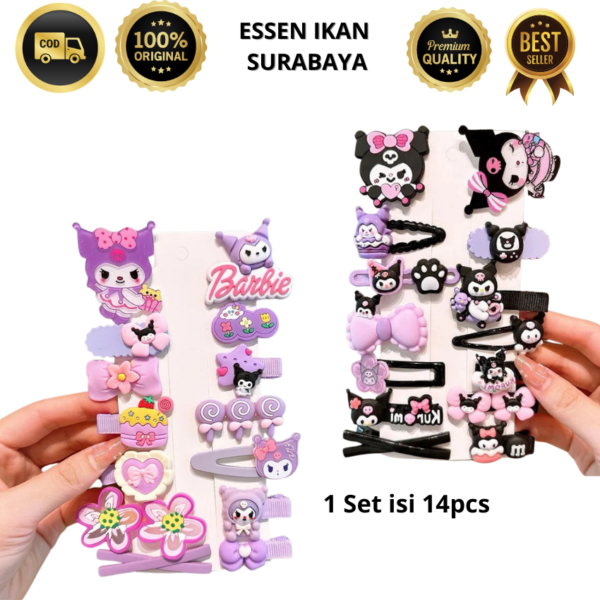 Jual Muarah Ikat Rambut Set Jepit Rambut Anak Cewek Perempuan 1 Set isi 14 pcs Karakter Sanrio ...