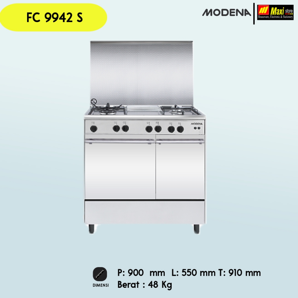 Jual MODENA FC 9942 S Freestanding Cooker 90cm 4 Burner Italian Burner ...
