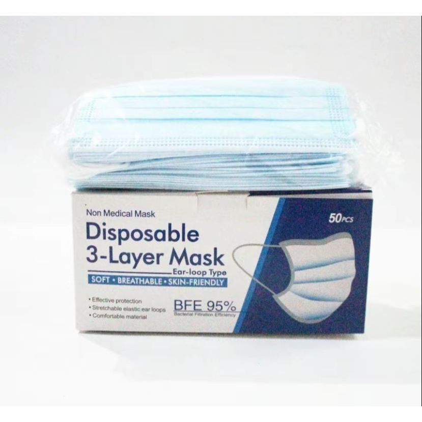 Jual Masker 3Ply Earloop Disposable Isi 50Pcs | Masker Sekali pakai ...