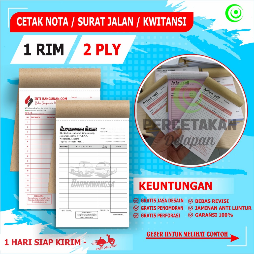 Jual Cetak Nota Custom 2 Ply 1 Rim | Shopee Indonesia