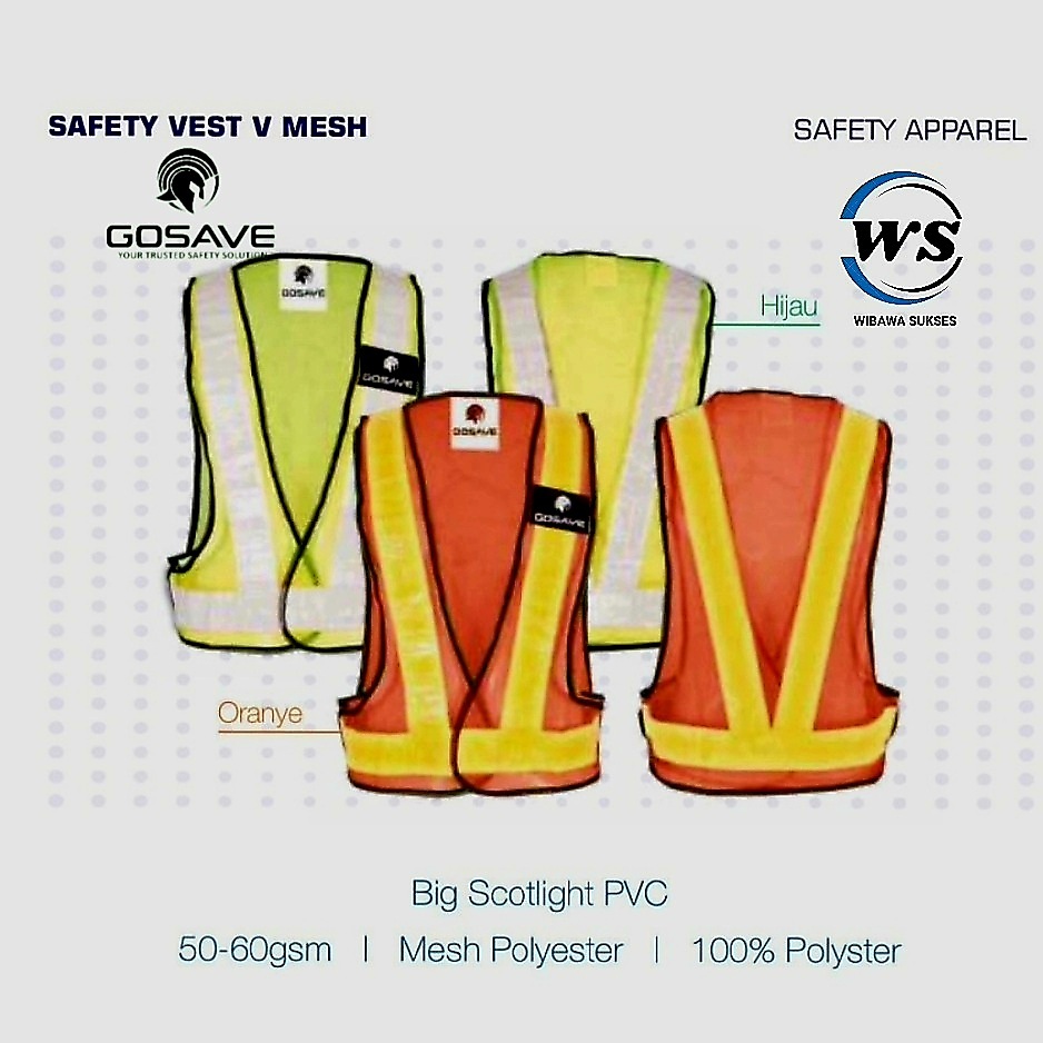 Jual Rompi Safety Proyek / Safety Vest Jaring Jala V Gosave Orange Dan ...
