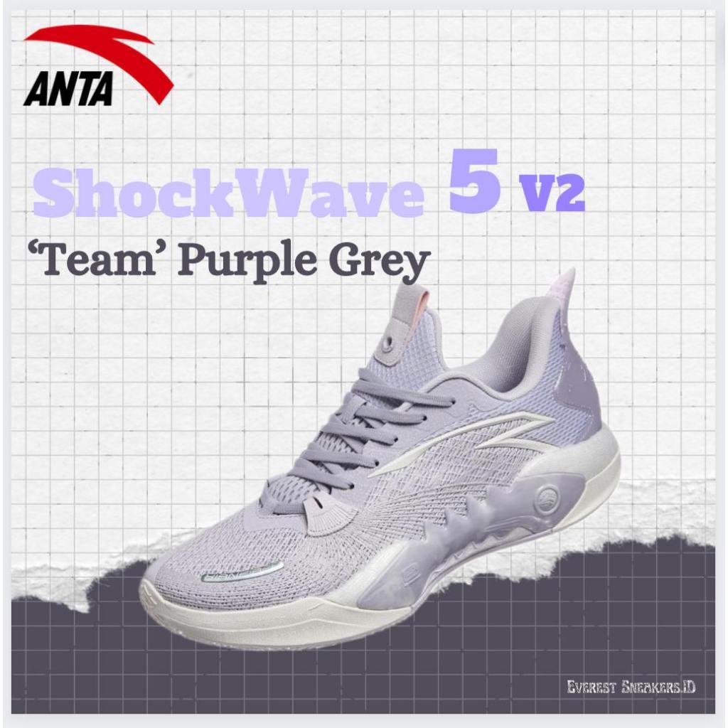 Jual ANTA Shock Wave 5 Team V2 PURPLE GREY | Shopee Indonesia