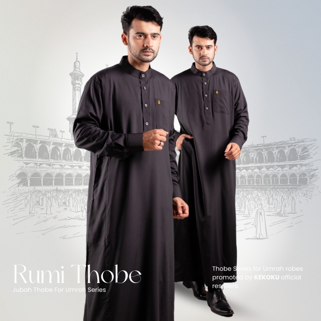 Jual Rumi Jubah ( Hitam ) Thobe Slim fit Dewasa Lengan Panjang | Jubah ...