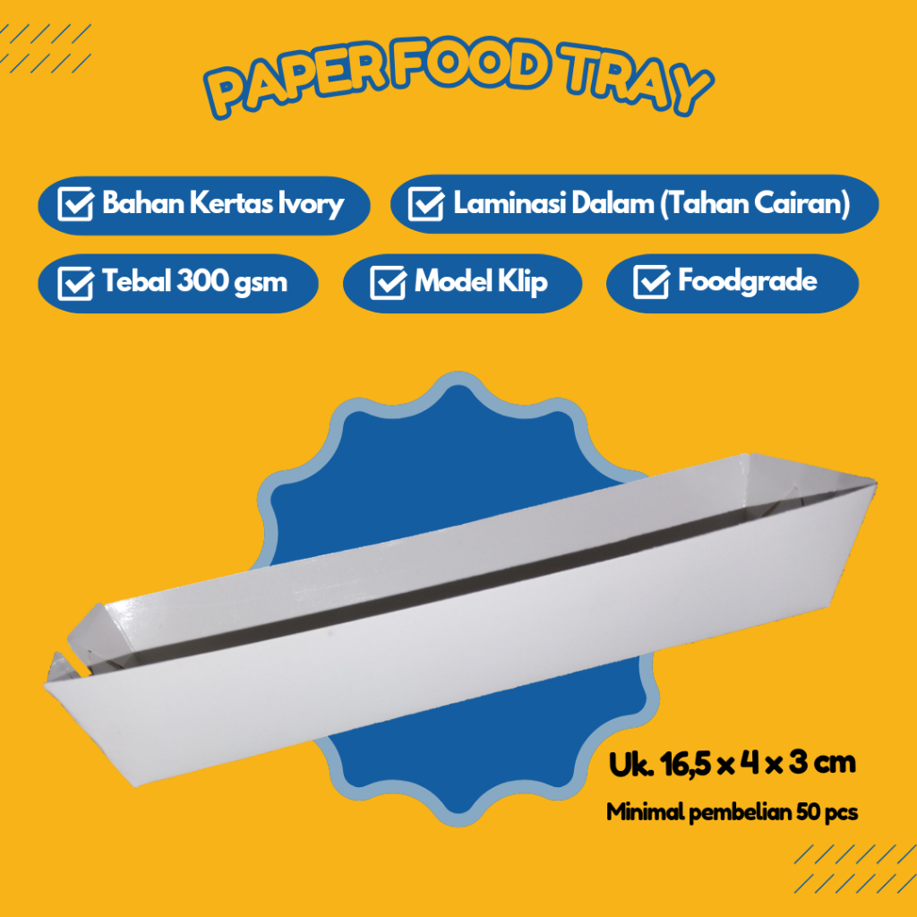Jual Paper Food Tray Polos warna putih Bahan Ivory tebal 300 gsm ...