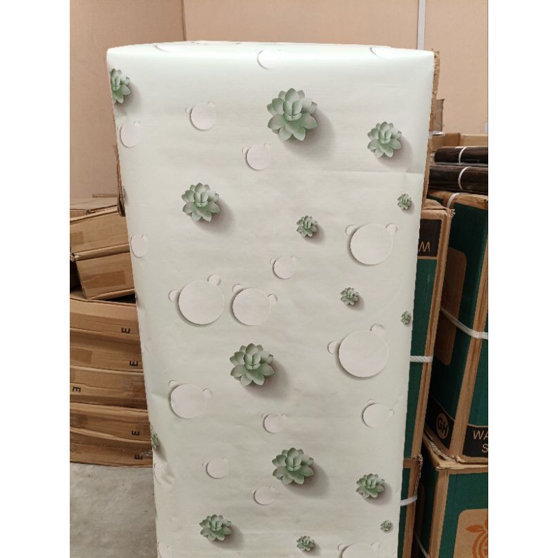 Jual Wallpaper Dinding Sticker Motif Bunga Hijau GH182-2 hijau Karakter Teratai Ukuran 45cmx10m ...