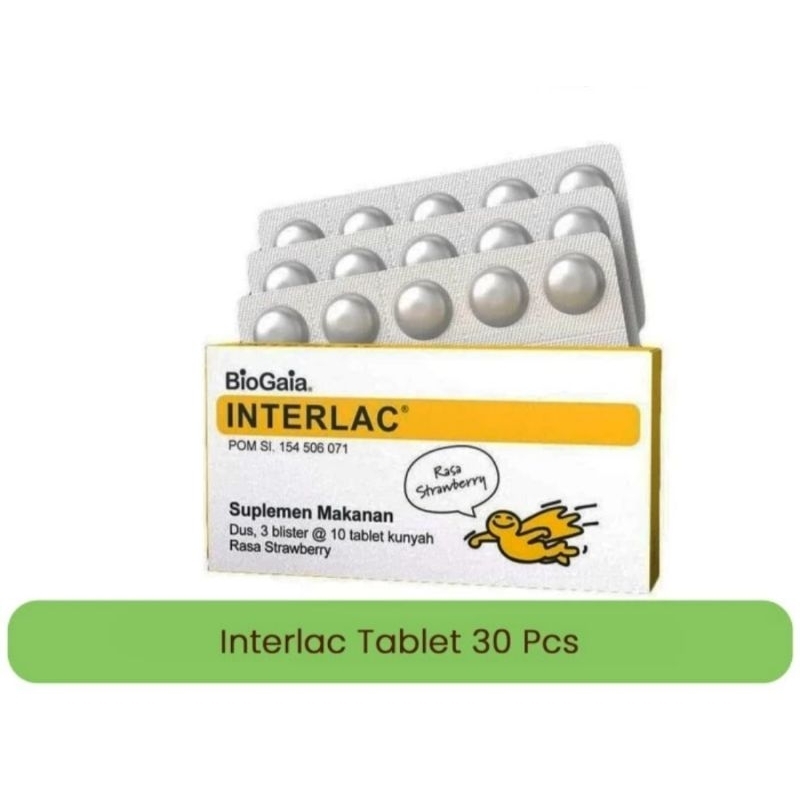 Jual INTERLAC PROBIOTIK Tablet Kunyah Strawberry 3 Strip @10 Tablet ...