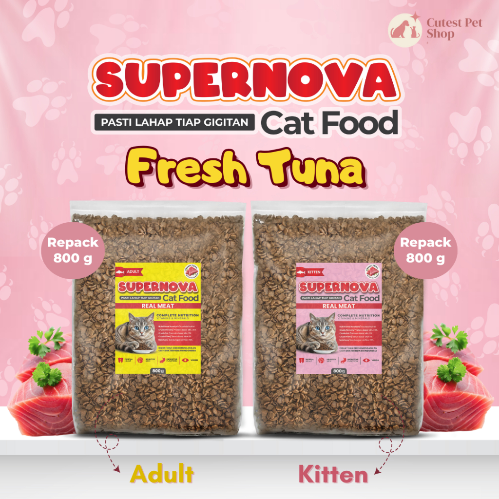 Jual SUPERNOVA Cat Food Tuna Salmon - Makanan Kucing Dewasa & Kitten ...