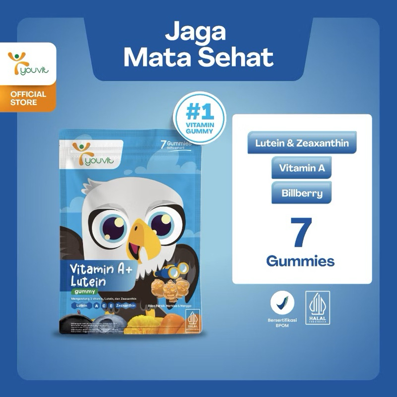 Jual Youvit Kids Vitamin A+ Lutein 7 Hari | Vitamin Mata Anak dengan ...