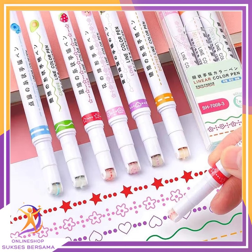 Jual OSB Spidol Garis Aesthetic Warna Warni Spidol Garis Motif Lucu 1 ...