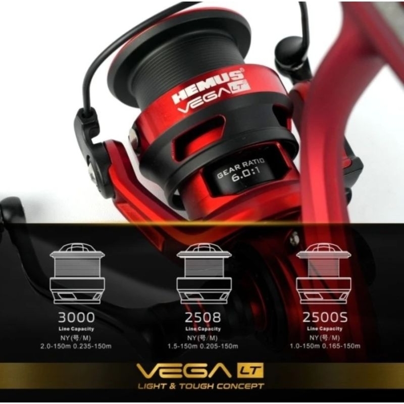Jual REEL PREMIUM HEMUS VEGA LT 3000, + 2 SPOOL | Shopee Indonesia