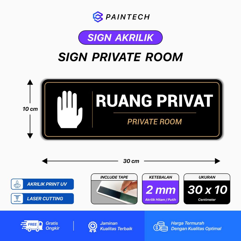 Jual Signage Ruang Privat Ukuran 30 X 10 Akrilik Print UV Papan Penanda ...