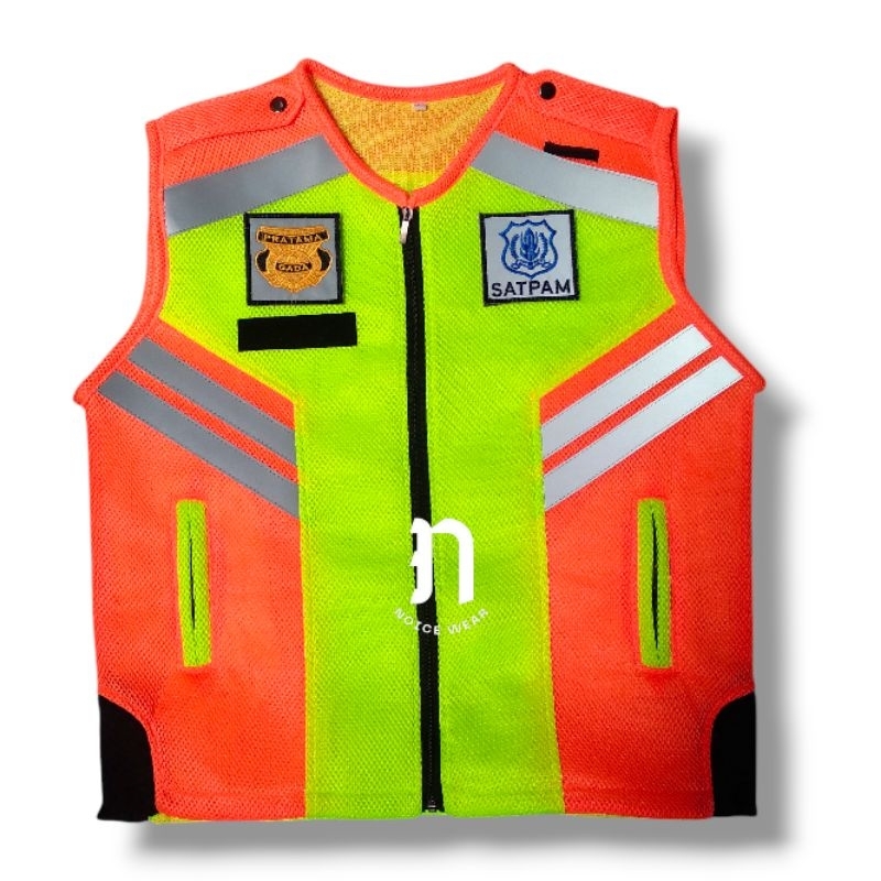 Jual Rompi Satpam Security Oren Stabilo Bahan Doubelmes Gratis Nama ...