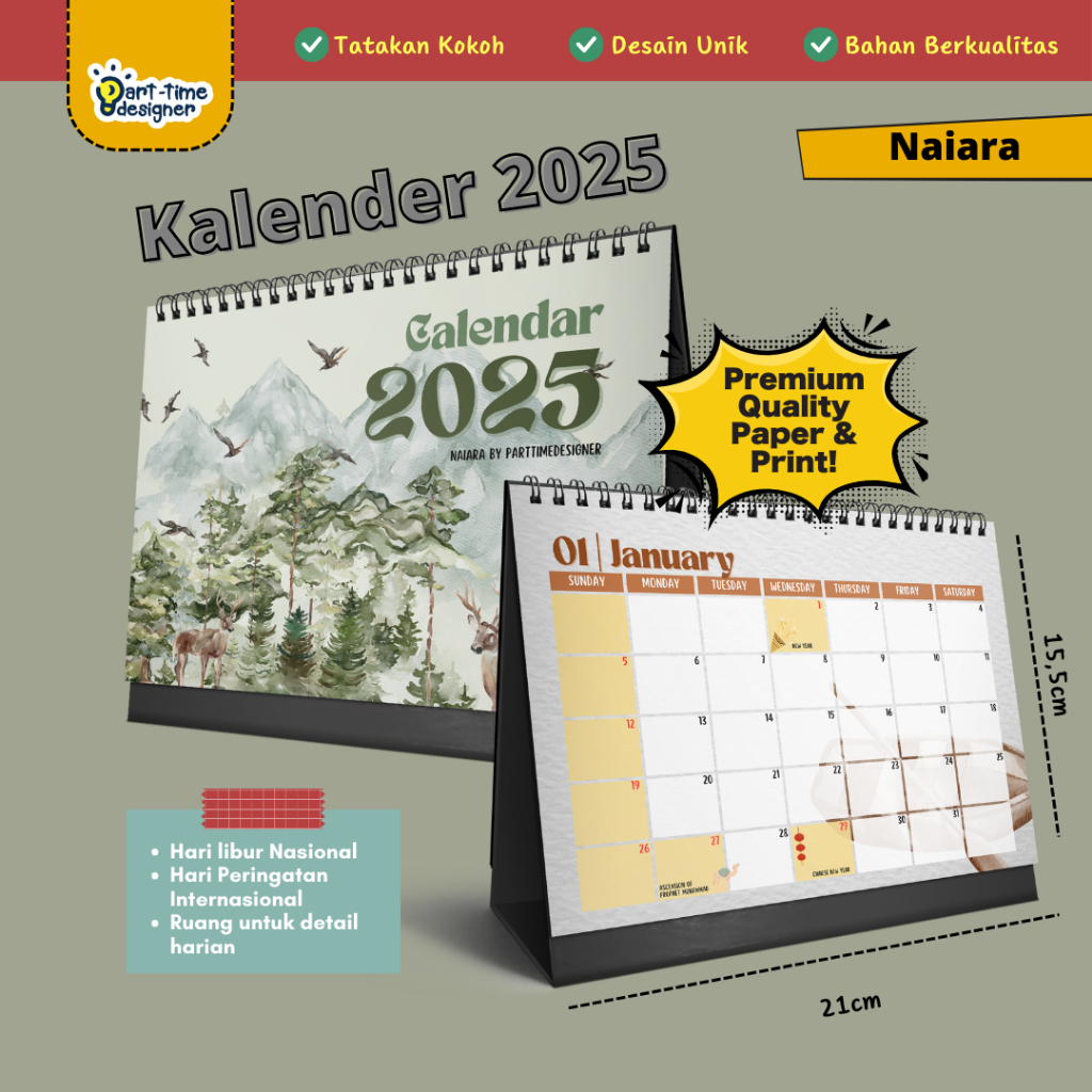 Jual Naiara Kalender 2025 BEST SELLER - Planner Calendar Note Lucu ...