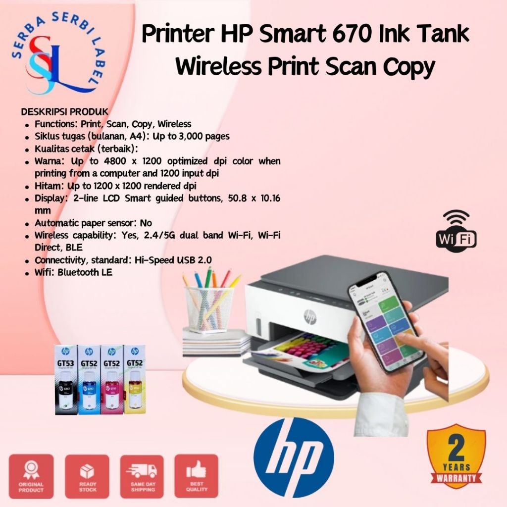 Jual Printer HP Smart Tank 670 All in One Wireless Duplex 6UU48A ...