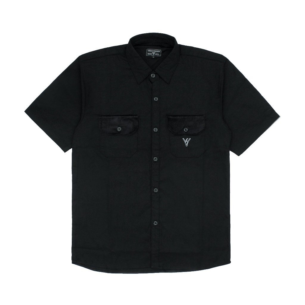 Jual VH Workshirt CDRY Kemeja Hitam Casual White Logo on Black Shirt ...