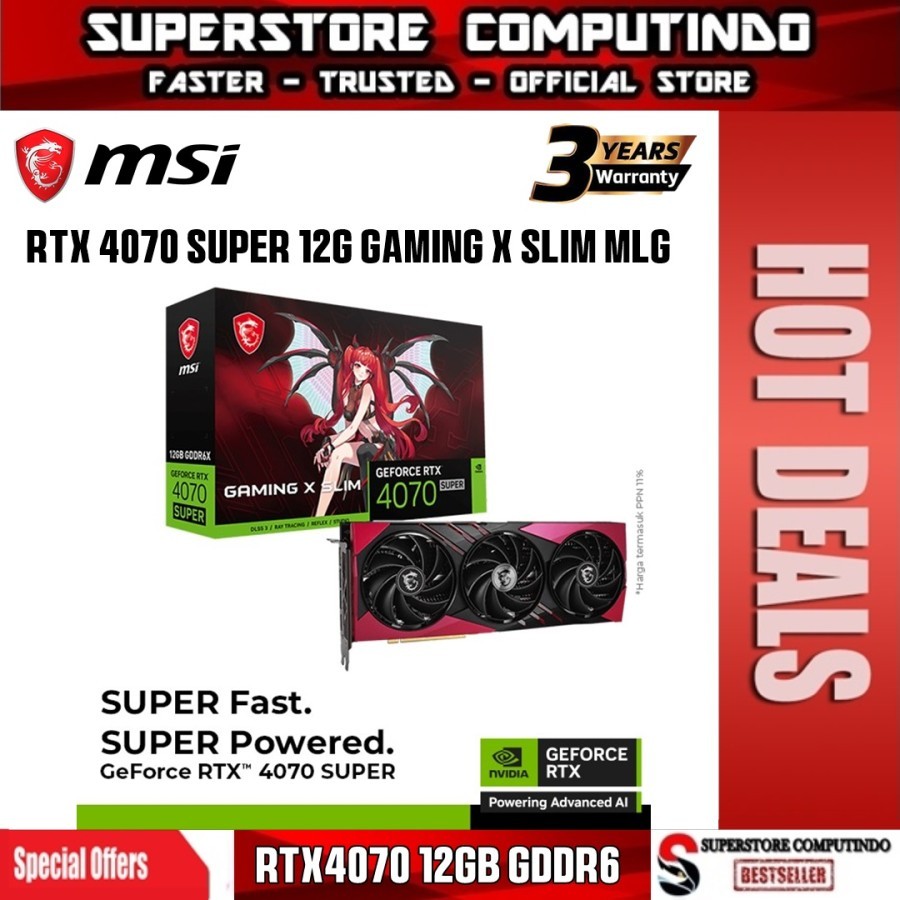 Jual VGA MSI GeForce RTX 4070 SUPER 12G GAMING X SLIM MLG - 12GB GDDR6 | Shopee Indonesia