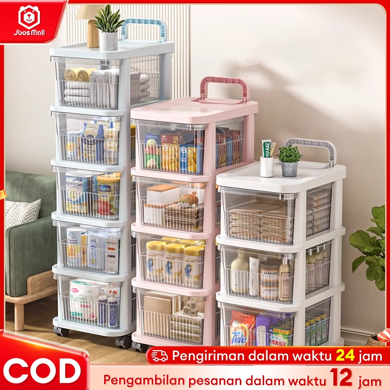 Jual Rak Troli Susun Serbaguna Plastik Rak Trolley dorong Laci Rak Anak ...