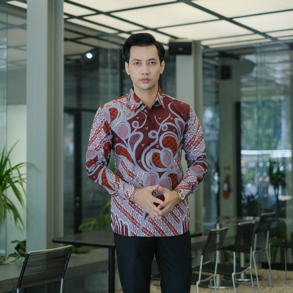 Jual Kemeja Batik Warna Bergundi Motif Lukman Al Hakim Kombinasi ...