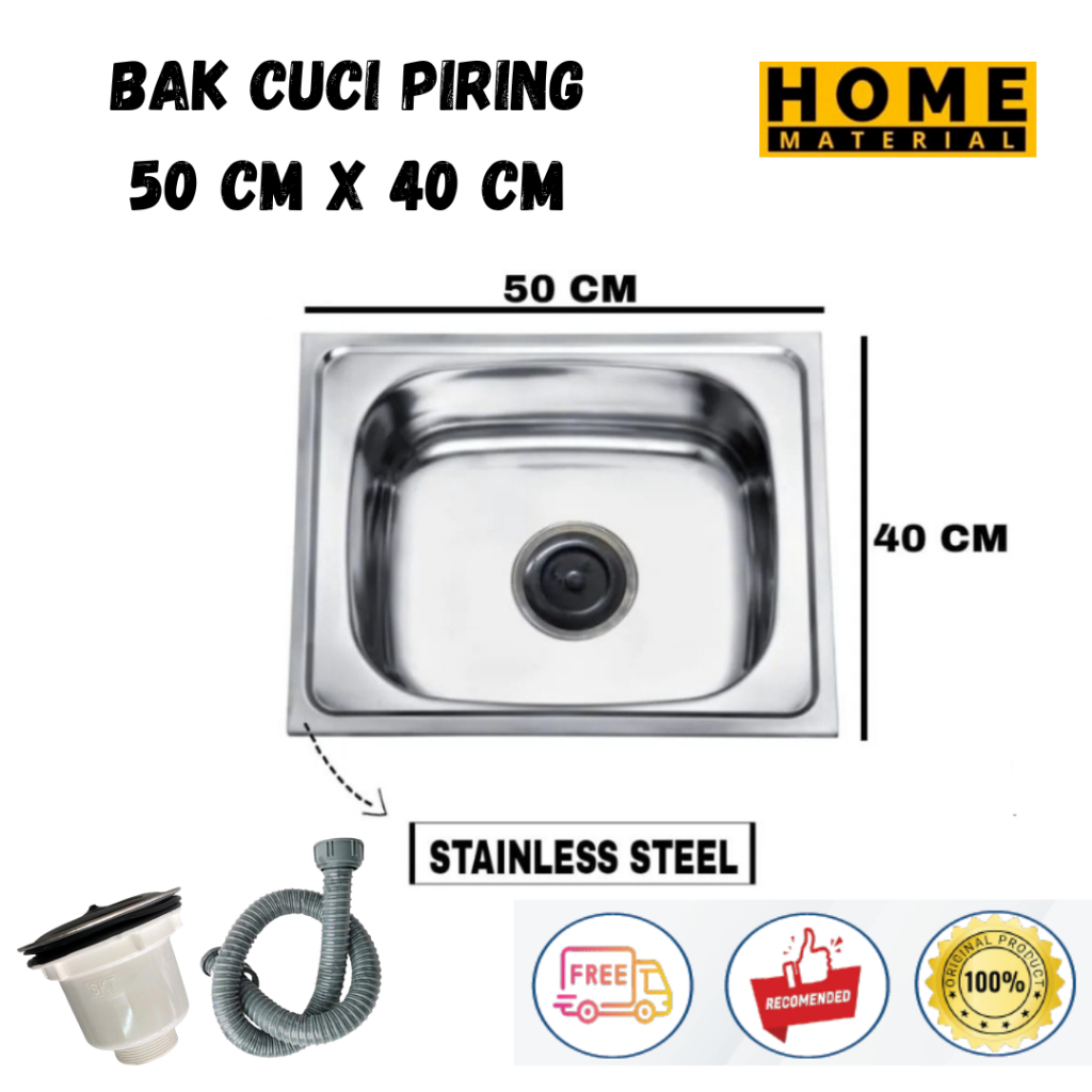 Jual Bak cuci piring satu lubang 50 cm Wastafel cuci piring Anti karat ...