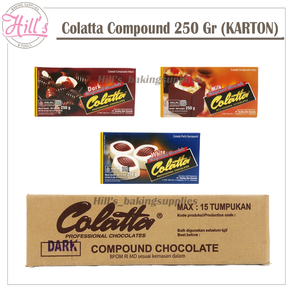 Jual ( KARTON ) COLATTA 250 GR CHOCOLATE COMPOUND DARK MILK WHITE ...