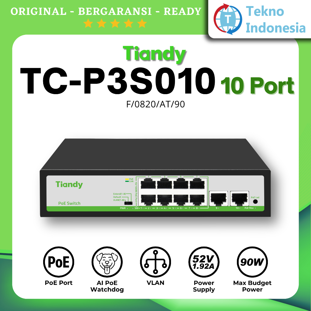 Jual Tiandy TC-P3S010 10Port Poe Switch 8 Port PoE Switch 8 PoE Ports ...