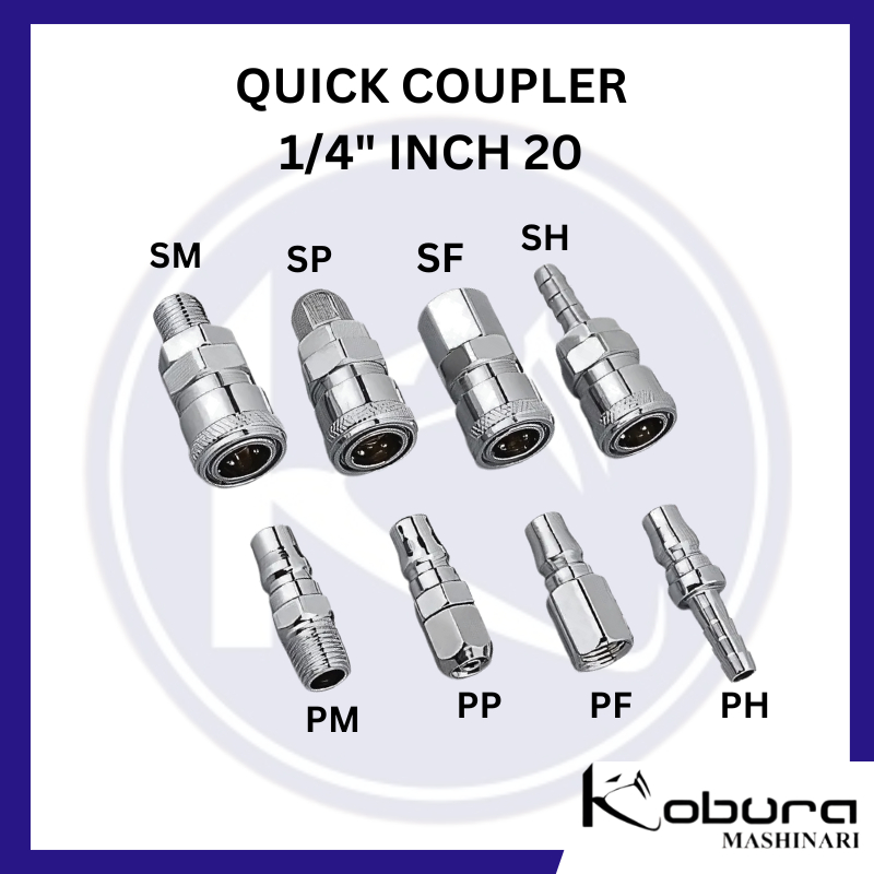 Jual Quick Coupler 20 Varian SM, SF, SP, SH, PM, PF, PP, PH Coupler Connector 1/4" Inch ...