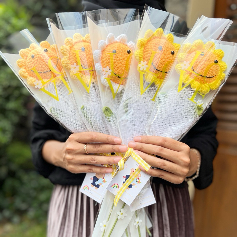 Jual [READY STOCK] SINGLE FLOWER CROCHET SMILE SUNFLOWER | BOUQUET ...